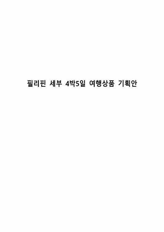 필리핀 세부 4박5일 여행상품 기획안