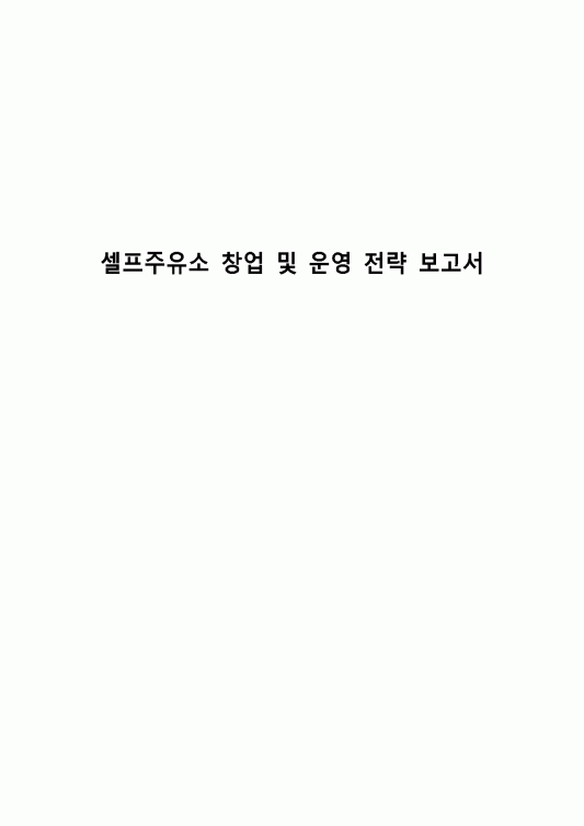 셀프주유소 창업 및 운영 전략 보고서