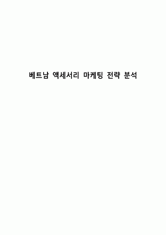 베트남 액세서리 마케팅 전략 분석