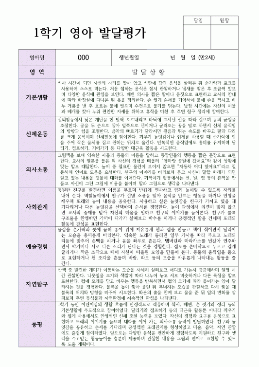 발달평가 만 2세 10명  1학기 와 2학기 평가제통과 실제사례 현장적용
