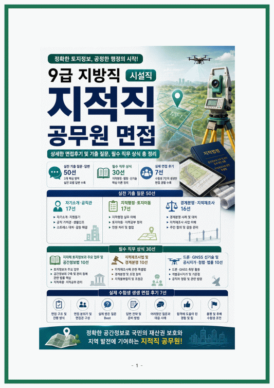 9급 지방직 지적직 공무원 상세한 면접후기 및 기출 질문, 필수 직무 상식 총 정리 [지적직 공무원 면접] 2026 임용대비 추천자료