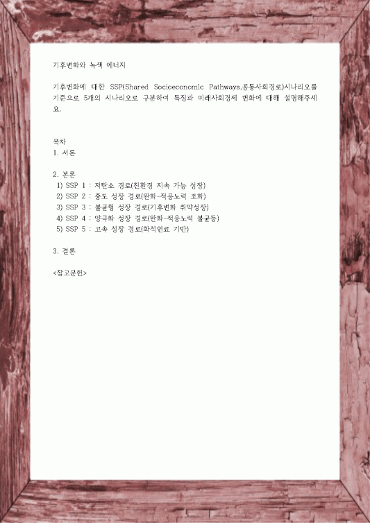 기후변화에 대한 SSP시나리오