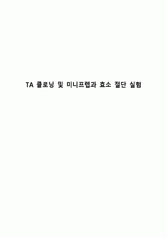 TA 클로닝 및 미니프렙과 효소 절단 실험