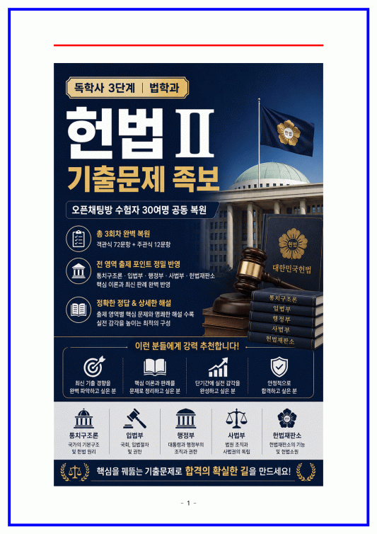 독학사 3단계 헌법Ⅱ 기출문제 족보 [오픈채팅방 수험자 30여명 공동 복원]