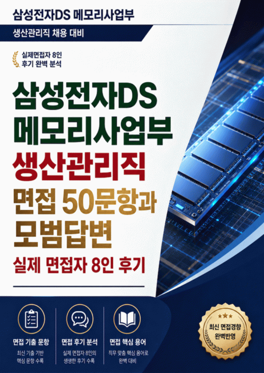 삼성전자DS 메모리사업부 생산관리직(신입. 경력) 채용 실제면접 후기자료집 (삼성전자DS 메모리사업부 생산관리 면접)