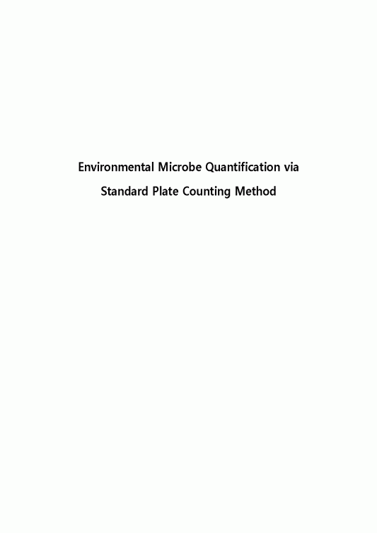 Environmental Microbe Quantification via Standard Plate Counting Method