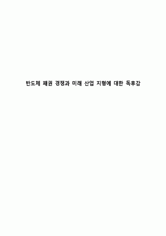 반도체 패권 경쟁과 미래 산업 지형에 대한 독후감