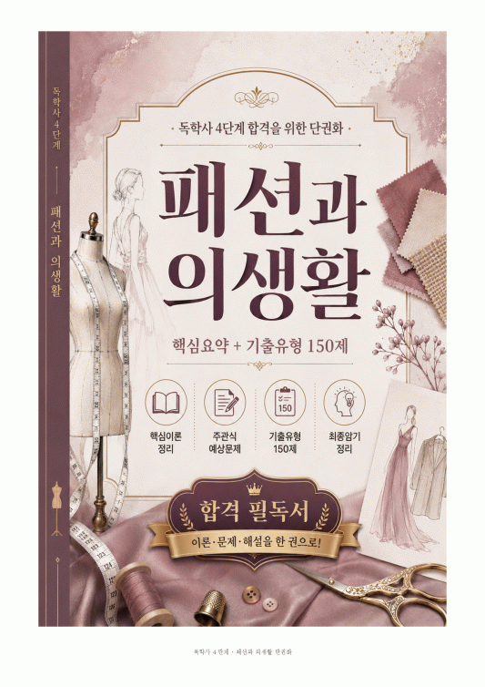[독학사] 패션과의생활 4단계 단권화 기출분석 문제150제 핵심정리 등 내용완성본