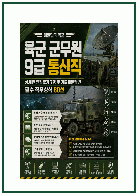 [2026] 육군 통신직 9급 군무원 상세한 면접후기 7명 및 기출질문답변 필수 직무상식 80선