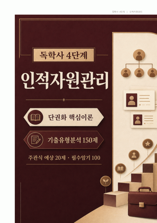 독학사4단계 인적자원관리 핵심요약 및 기출유형분석150제 주관식20문제 추가