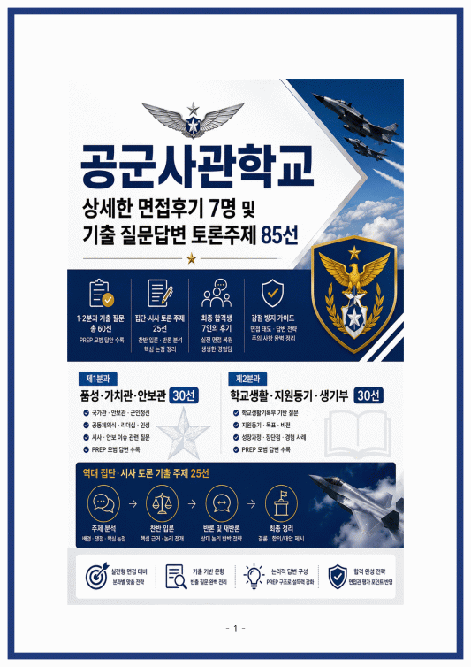 [2026] 공군사관학교 상세한 면접후기 7명 및 기출 질문답변 토론주제 85선