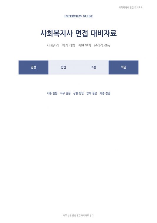사회복지사 면접 사례관리 위기개입 윤리 대비자료
