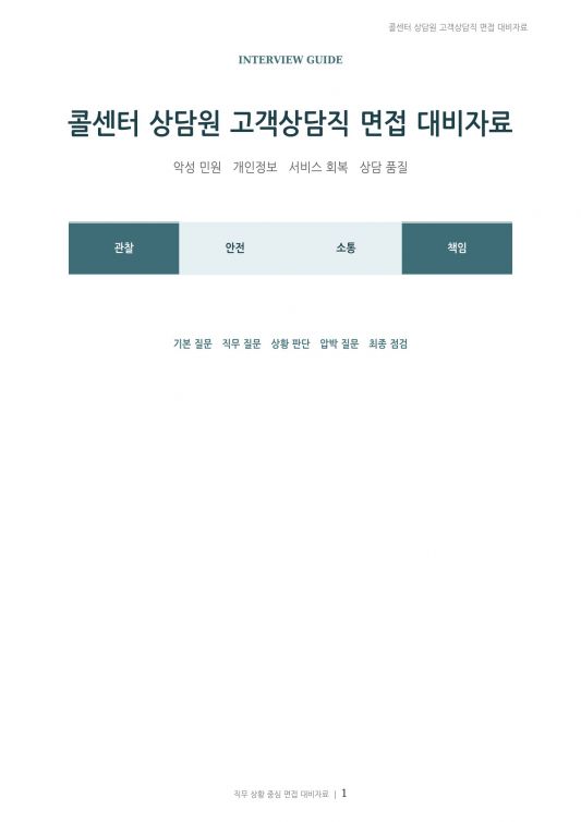 콜센터 고객상담직 면접 악성 민원 개인정보 대비자료