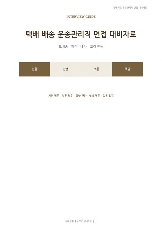 택배 배송 운송관리직 면접 오배송 파손 배차 고객 민원 대비자료