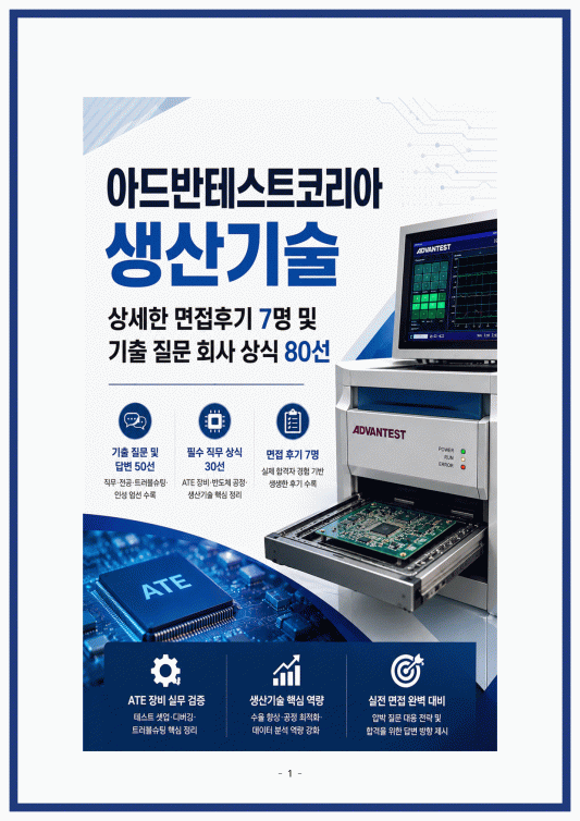 [2026] 아드반테스트코리아 생산기술 상세한 면접후기 7명 및 기출 질문 회사 상식 80선