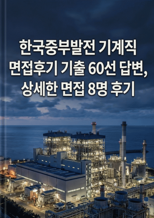 한국중부발전 기계직 실제면접 후기기출 자료집] 한국중부발전 기계직 면접 기출 60선 및 모범답변과 실제 면접 지원자 8인의 생생한 실전 면접 후기