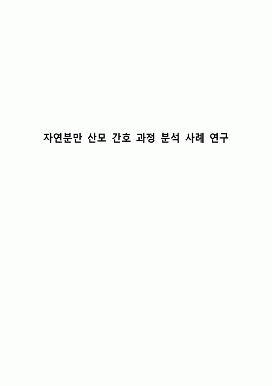 자연분만 산모 간호 과정 분석 사례 연구