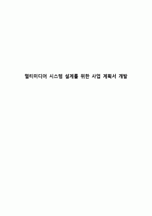 멀티미디어 시스템 설계를 위한 사업 계획서 개발