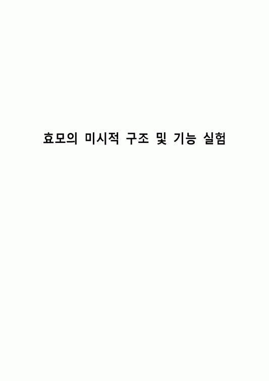효모의 미시적 구조 및 기능 실험