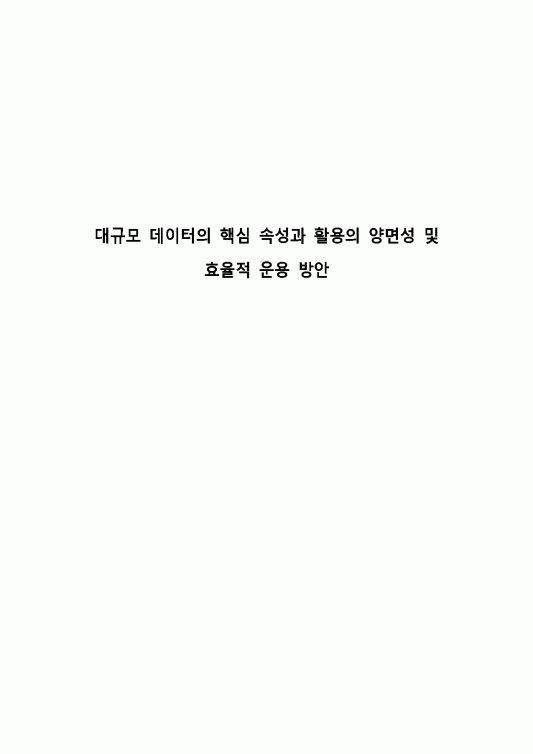 대규모 데이터의 핵심 속성과 활용의 양면성 및 효율적 운용 방안