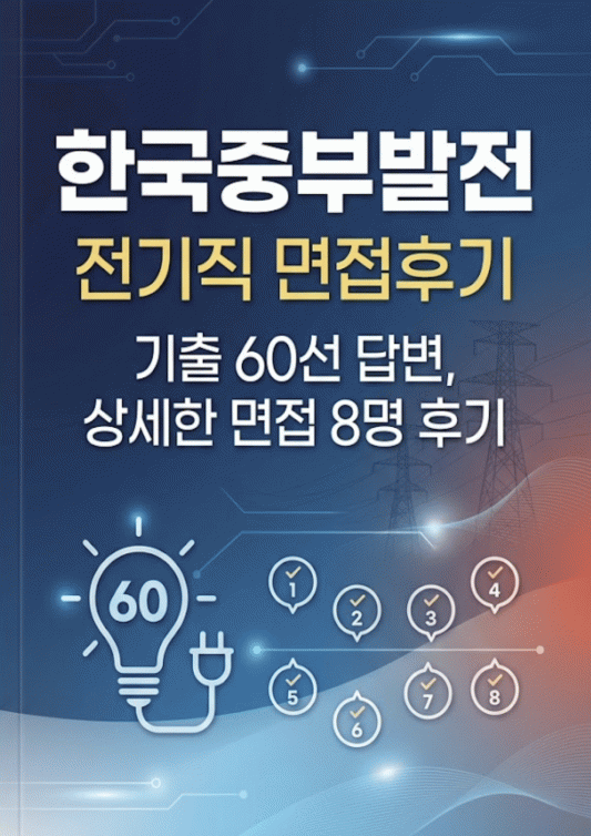 2026 한국중부발전 전기직 면접] 한국중부발전 전기직 실제면접 기출질문 60문제 및 답변 (PT면접 포함) 한국중부발전 전기직 면접 지원자 8인 후기