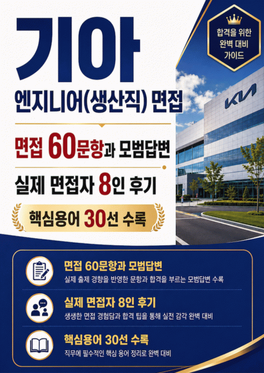 2026 기아 엔지니어(생산직) 채용 면접] 기아 엔지니어(생산직) 실전 기출 및 예상 면접 60문항 및 모범 답변