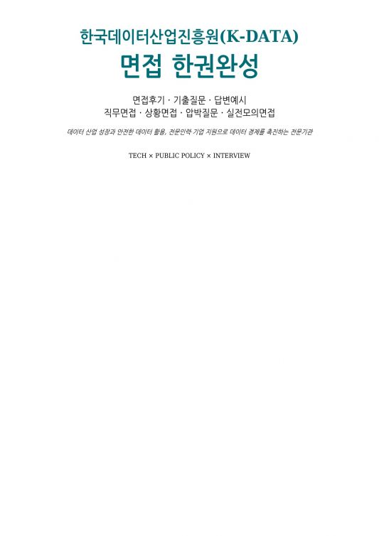 한국데이터산업진흥원 K DATA 면접 한권완성 면접대비 및 자소서