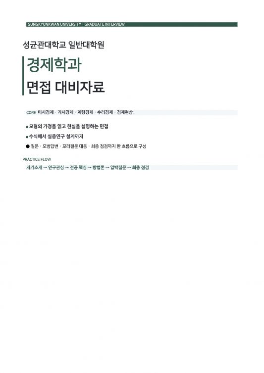 성균관대학교 일반대학원 경제학과 면접 대비자료 질문답변 기타 팁 모음 모범답변수록 최종본