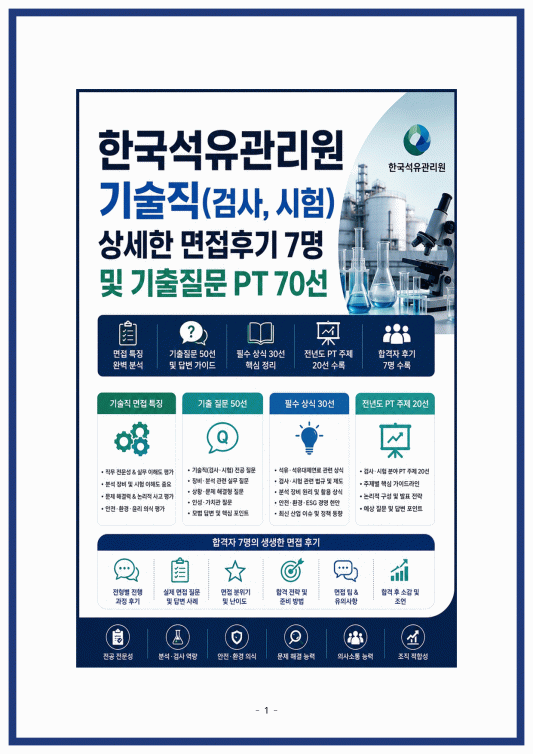 2026 한국석유관리원 기술직(검사,시험) 상세한 면접후기 7명 및 기출질문 PT 70선
