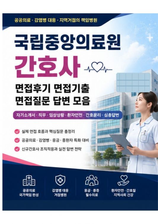 국립중앙의료원 간호사 자기소개서 면접후기 면접기출 면접질문 답변 모음