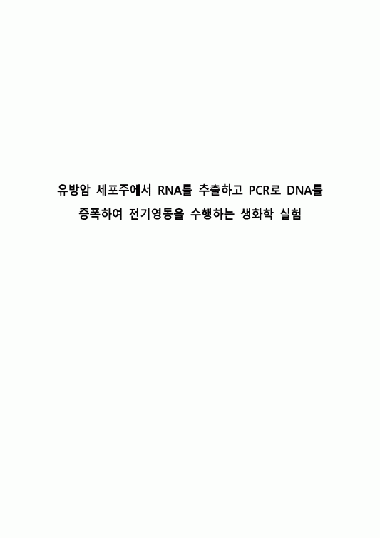 유방암 세포주에서 RNA를 추출하고 PCR로 DNA를 증폭하여 전기영동을 수행하는 생화학 실험