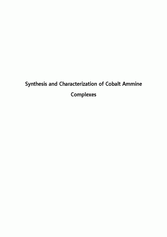 Synthesis and Characterization of Cobalt Ammine Complexes