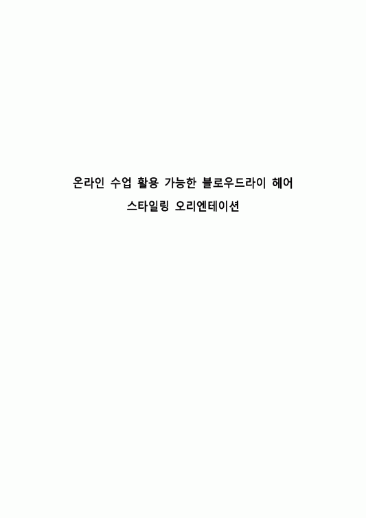 온라인 수업 활용 가능한 블로우드라이 헤어 스타일링 오리엔테이션