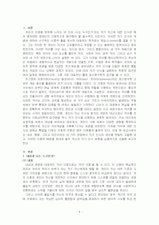사회심리학- ‘나는 누구인가’에 대해 기술하세요