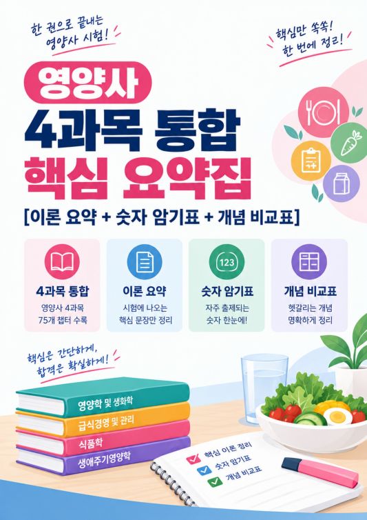 2026 영양사 국가고시 4과목 핵심 요약집 [이론 요약+숫자 암기표+개념 비교표]