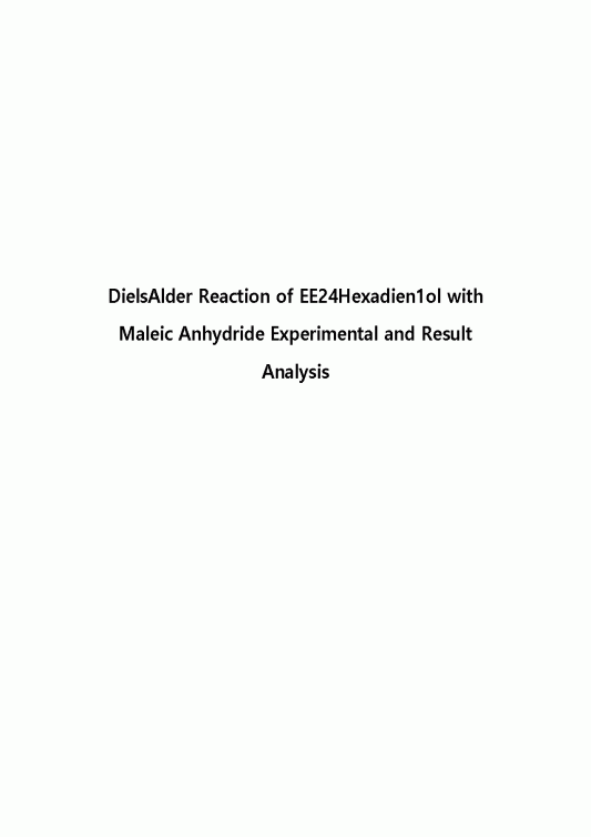 DielsAlder Reaction of EE24Hexadien1ol with Maleic Anhydride Experimental and Result Analysis