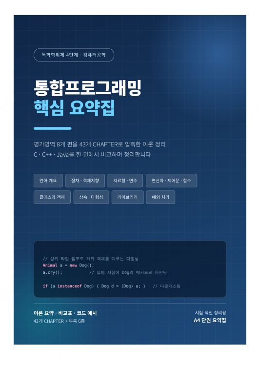 독학사 4단계 컴퓨터공학 통합프로그래밍 단권화 요약집 (43개 CHAPTER + 부록 6종)