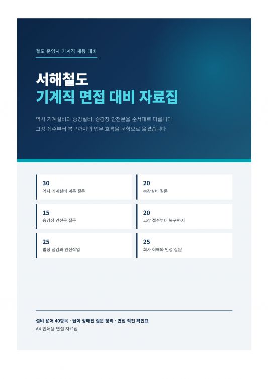2026 서해철도 기계직 면접후기 135문항 기출 질문 답변과 설비 대응 순서