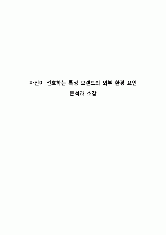 자신이 선호하는 특정 브랜드의 외부 환경 요인 분석과 소감