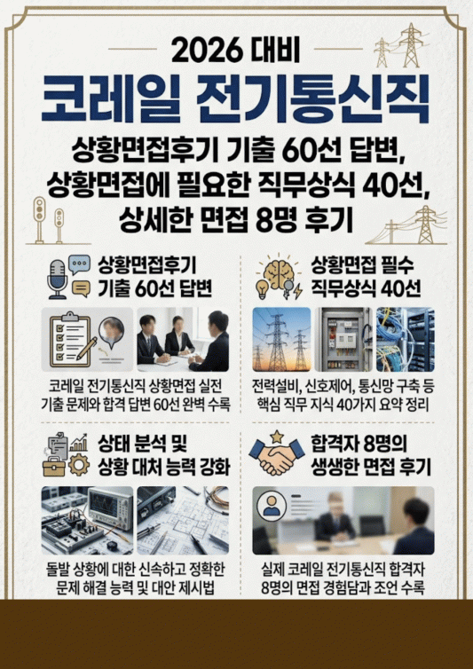 [2026] 코레일 전기통신직 상황면접후기 8명 기출질문 60선 답변 직무상식 40선