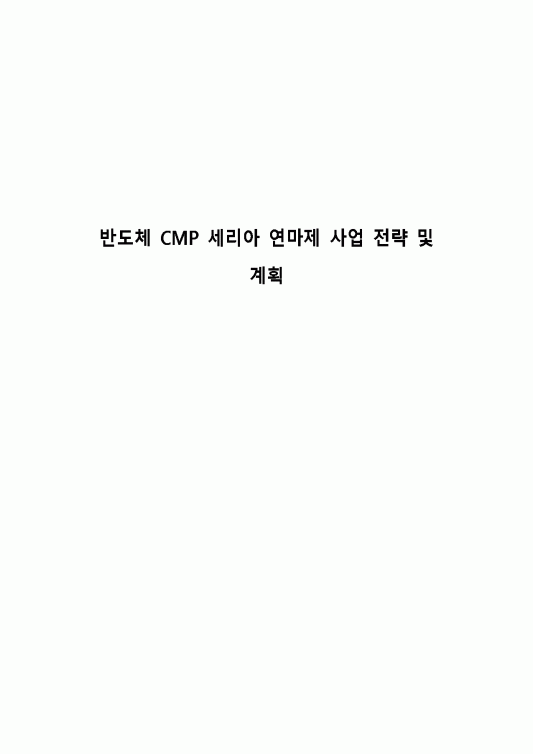 반도체 CMP 세리아 연마제 사업 전략 및 계획