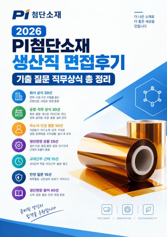 [2026] PI첨단소재 생산직 면접후기 기출 질문 직무상식 총 정리