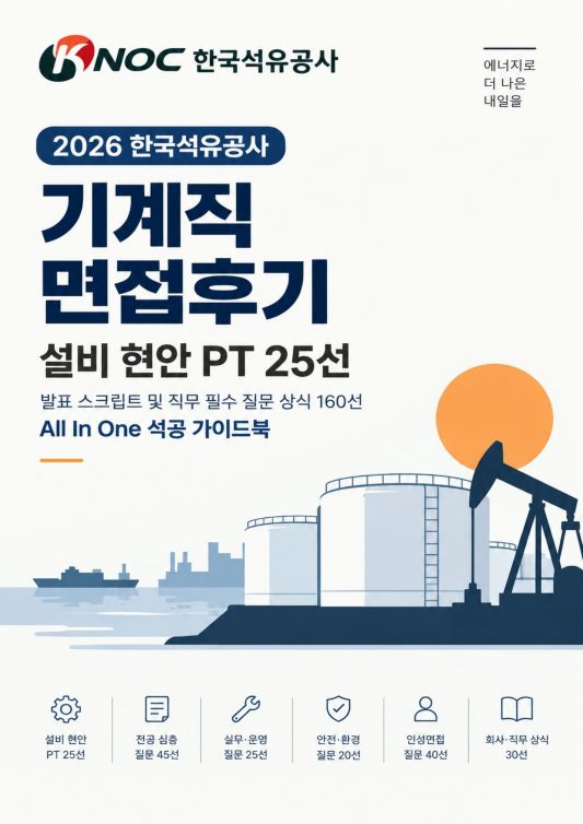 [2026 한국석유공사 기계직 면접후기] 설비 현안 PT 25선 발표 스크립트 및 직무 필수 질문 상식 160선 All In One 석공 가이드북