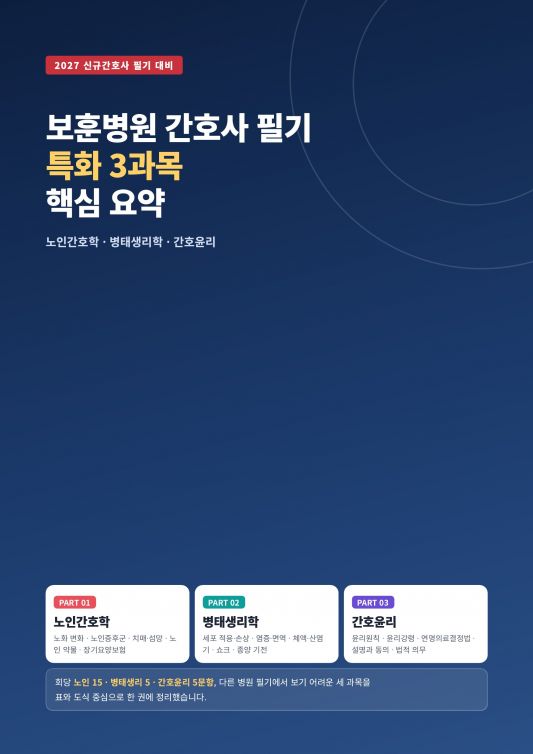 [보훈병원 간호사 필기대비] 노인간호학 병태생리학 간호윤리 핵심요약