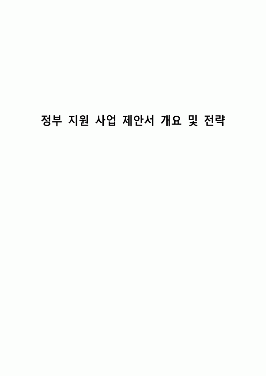 정부 지원 사업 제안서 개요 및 전략