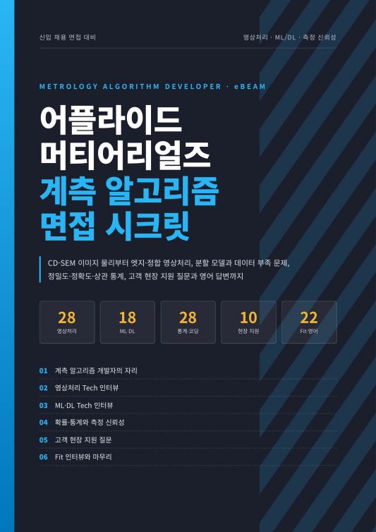 [2026] 어플라이드 머티어리얼즈 계측 알고리즘 개발자 면접후기, 기출 120문항 + 영상처리+ML DL+ 통계