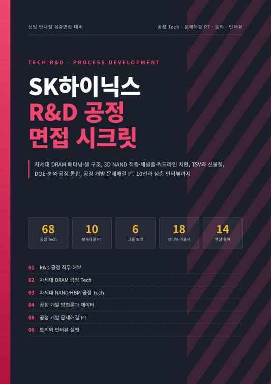 [2026] SK하이닉스 R&D 공정 면접 가이드북 (기출116문항 및 직무분석, 상반기 후기반영)