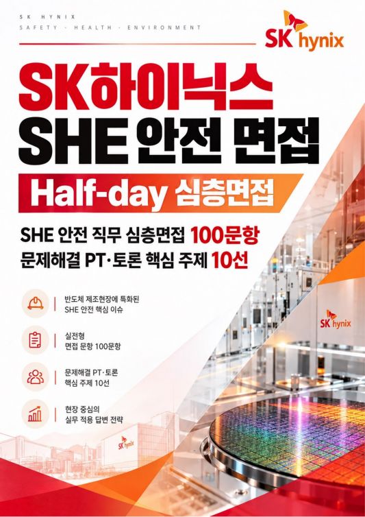 [2026 SK하이닉스 SHE 안전 반나절 심층면접 대비] SK하이닉스 SHE 안전 직무 심층면접 100문항 및 답변 문항별 꼬리질문·압박질문 200개 문제해결 PT 실전 10제 및 발표 답안