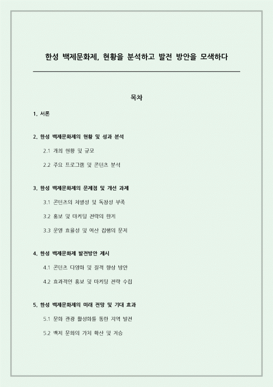 한성 백제문화제, 현황을 분석하고 발전 방안을 모색하다