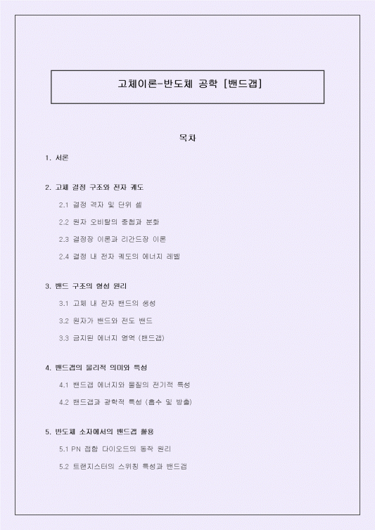 고체이론-반도체 공학 [밴드갭]